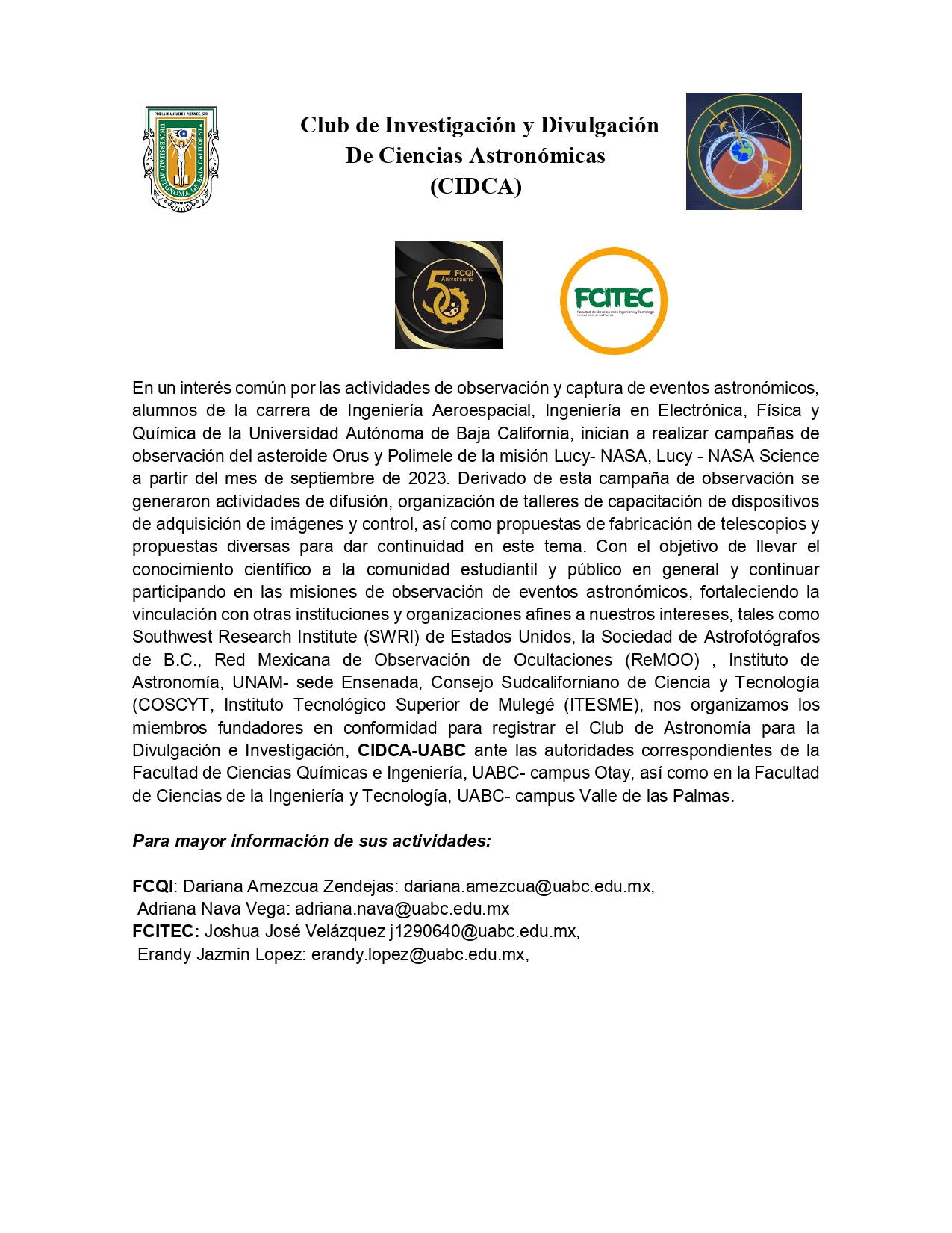 NOTICIAS – FACULTAD DE CIENCIAS QUÍMICAS E INGENIERÍA